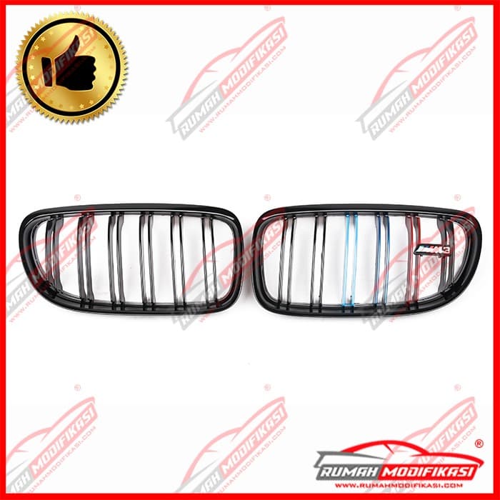 Jual GRILL - BMW E90 2009-2011 - DOUBLE SLATE - GLOSS - M3 STYLE - STRIPES