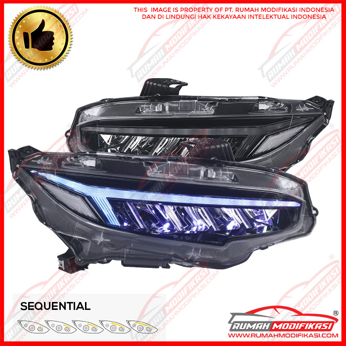 HEAD LAMP - HONDA CIVIC 2016 - 2021 - LED - CEREMONIAL - RGB